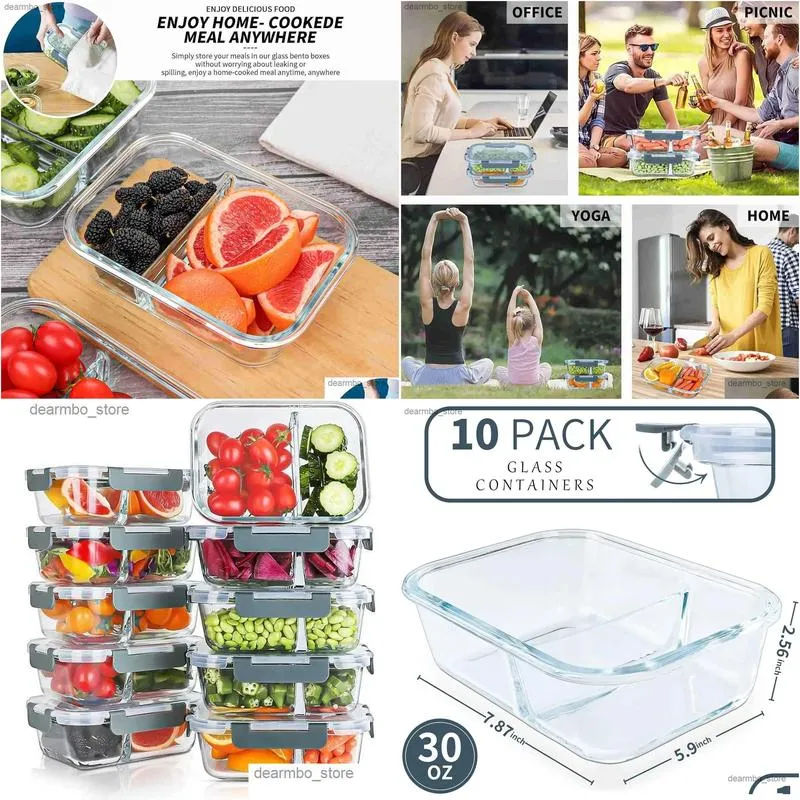 DHgate.com:Glass Meal Prep Containers with Lids - 10 Pack, 30oz ...