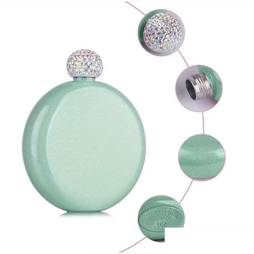 DHgate.com:Stainless Steel Hip Flask with Glitter Coating, 5Oz Portable ...