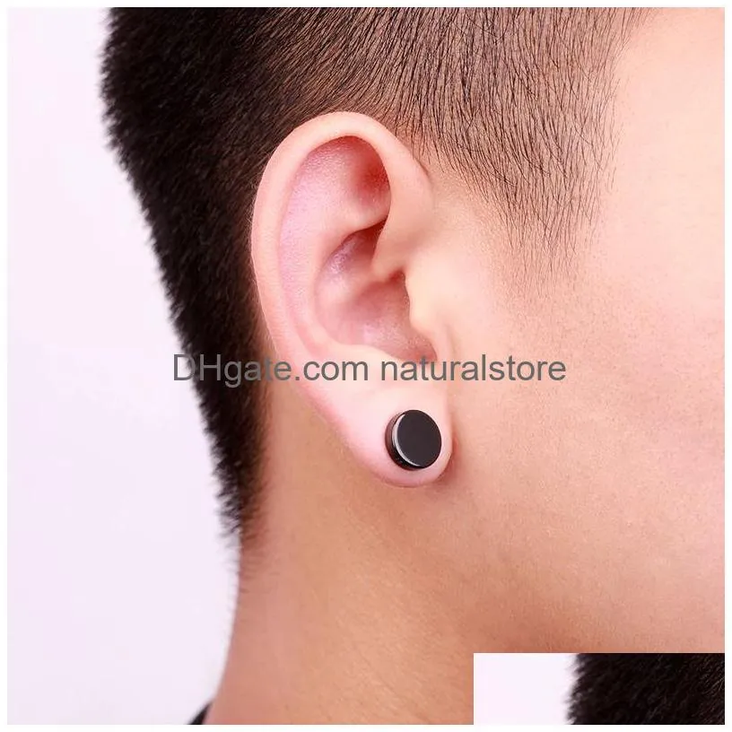 Hypoallergenic Titanium Stud Earrings For Men Black Magnetic Clip On No Pierced Design Fashionable Punk Style From Naturalstore 0.54 DHgate.Com
