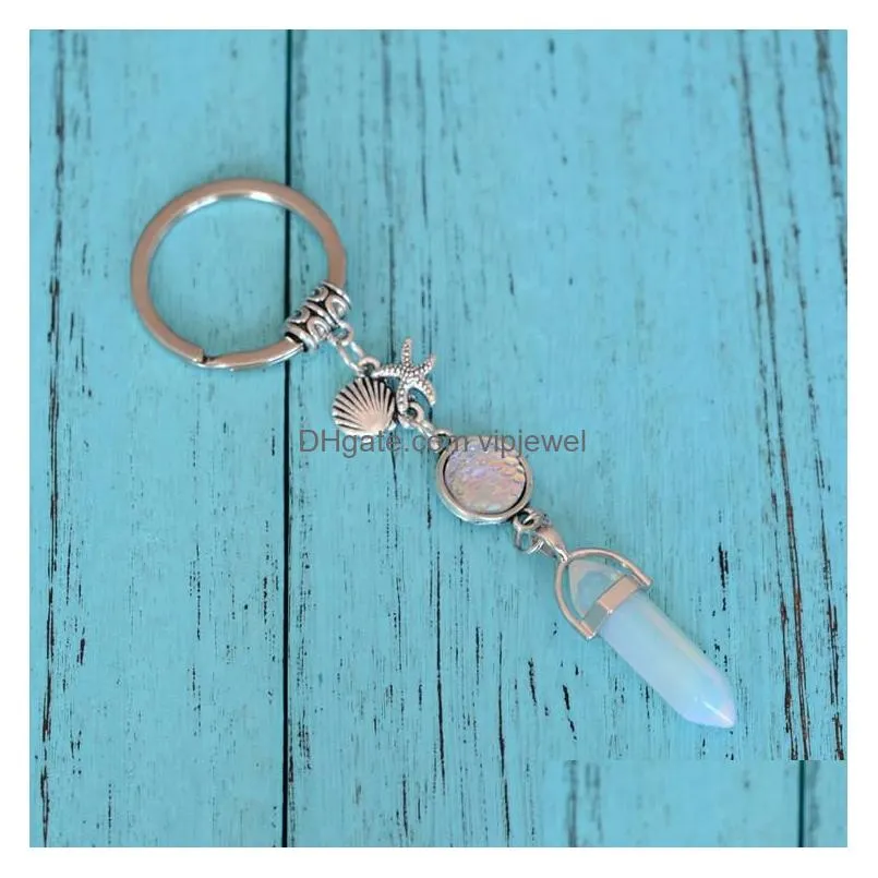 DHgate.com:Ocean Life Keychains for Women, Natural Stone Keyrings with ...