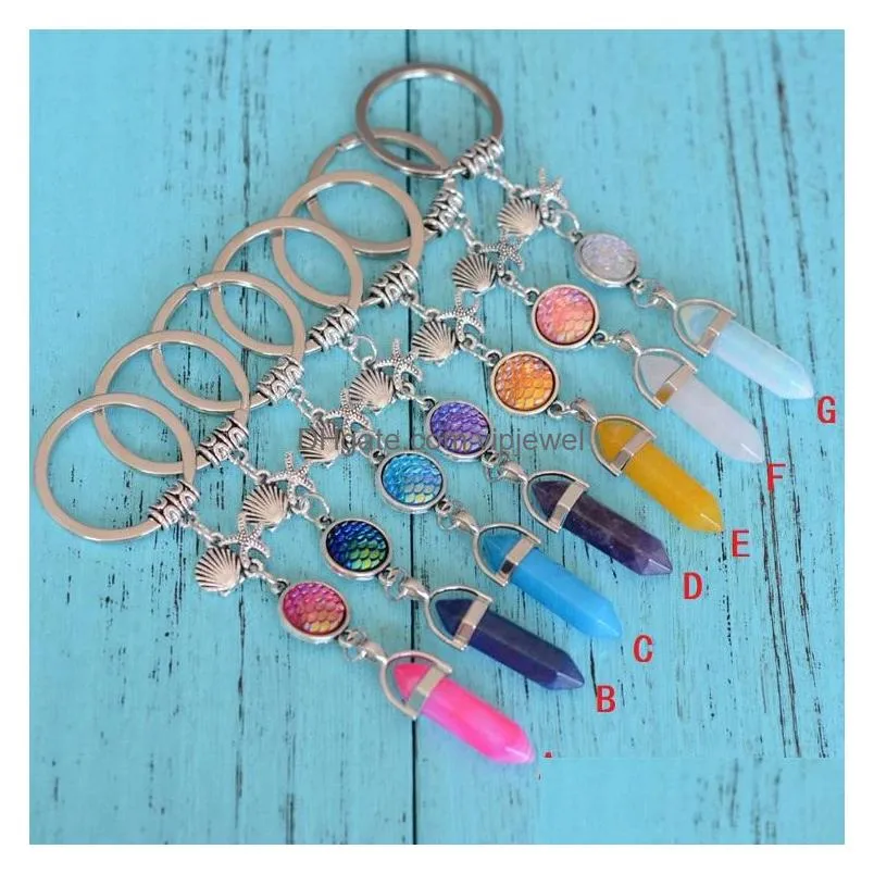 DHgate.com:Ocean Life Keychains for Women, Natural Stone Keyrings with ...