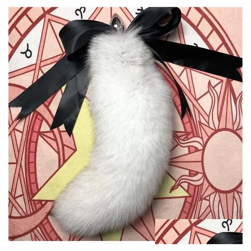 DHgate.com:Genuine Blue Fox Fur Tail Plug with Silk Metal Stainless ...