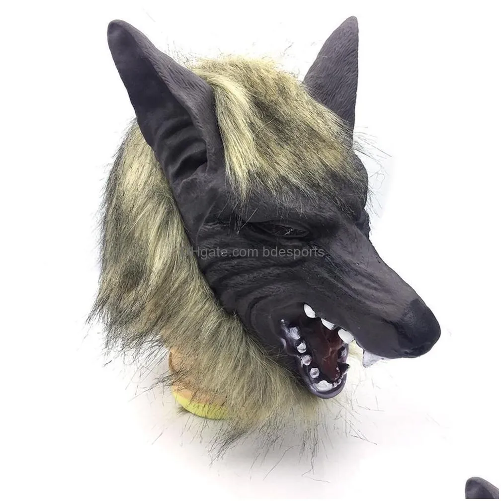 Animal Head Latex Full Face Werewolf Wildcraft Mask And Gloves Set For ...