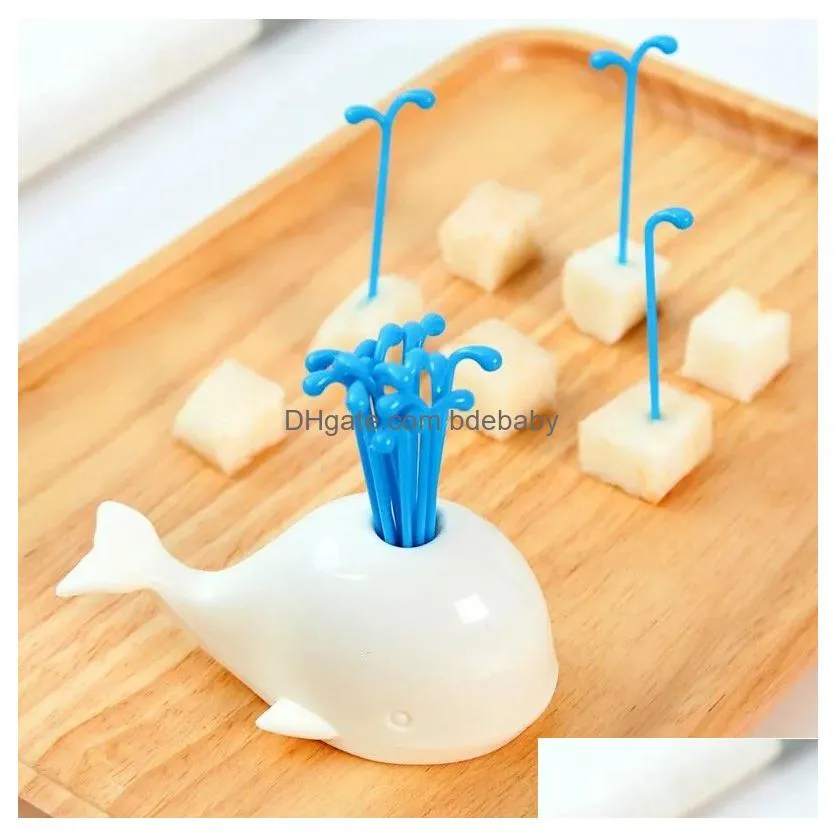 Beluga Whale Mini Fruit Forks Cute Cartoon Animal Tasting Appetizer For ...