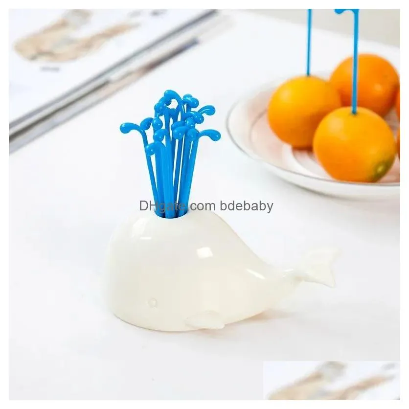 Beluga Whale Mini Fruit Forks Cute Cartoon Animal Tasting Appetizer For ...