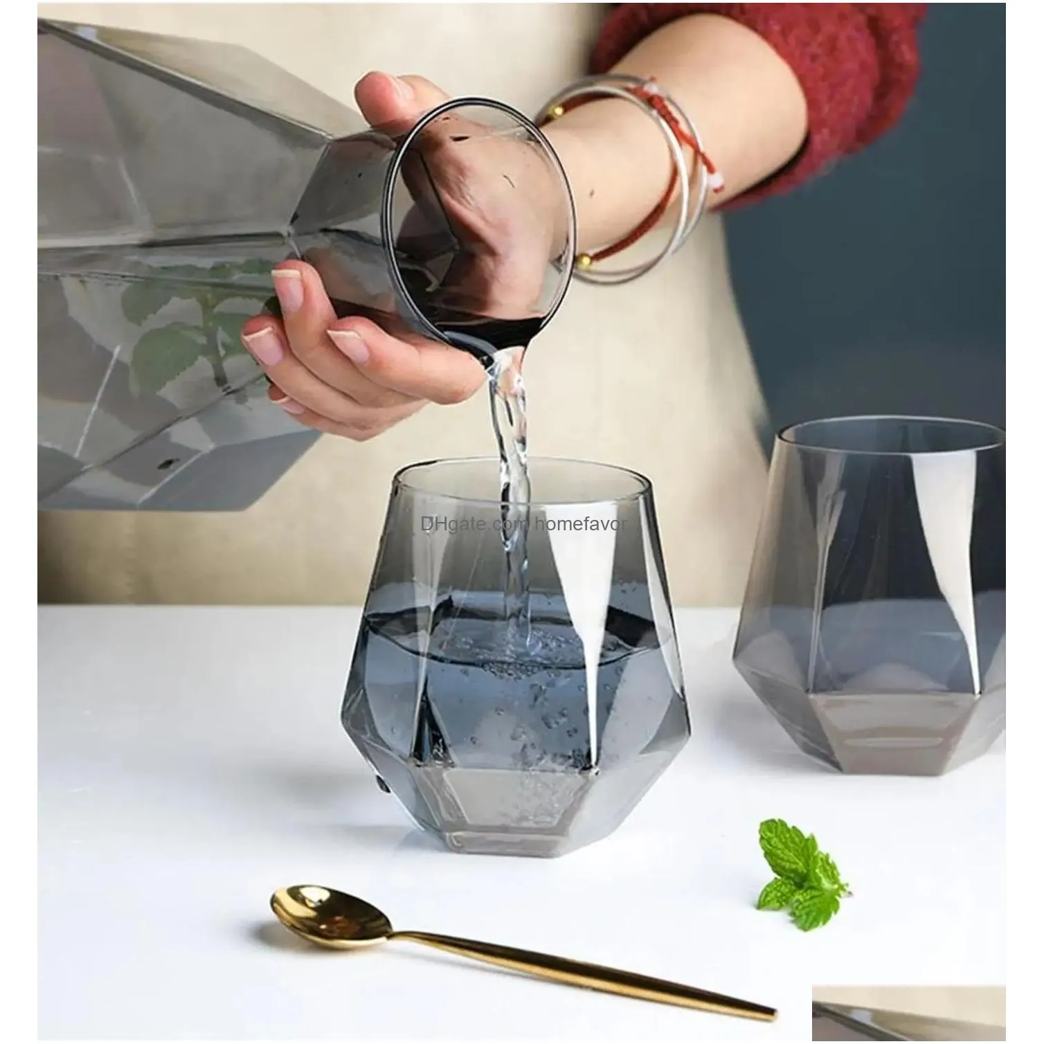 Glass Carafe Tray With Wood Lid Decanter Pitcher 1/Set For Wine ...