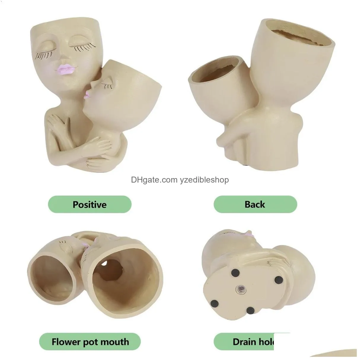 Juicy Facial Plant Pot Head /Lady Head Planters Pots For Indoor ...