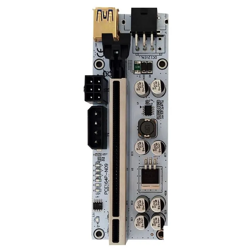 DHgate.com:PCIe 1x to 16x Riser Card: White 010X PCB with 6 LED Lights ...