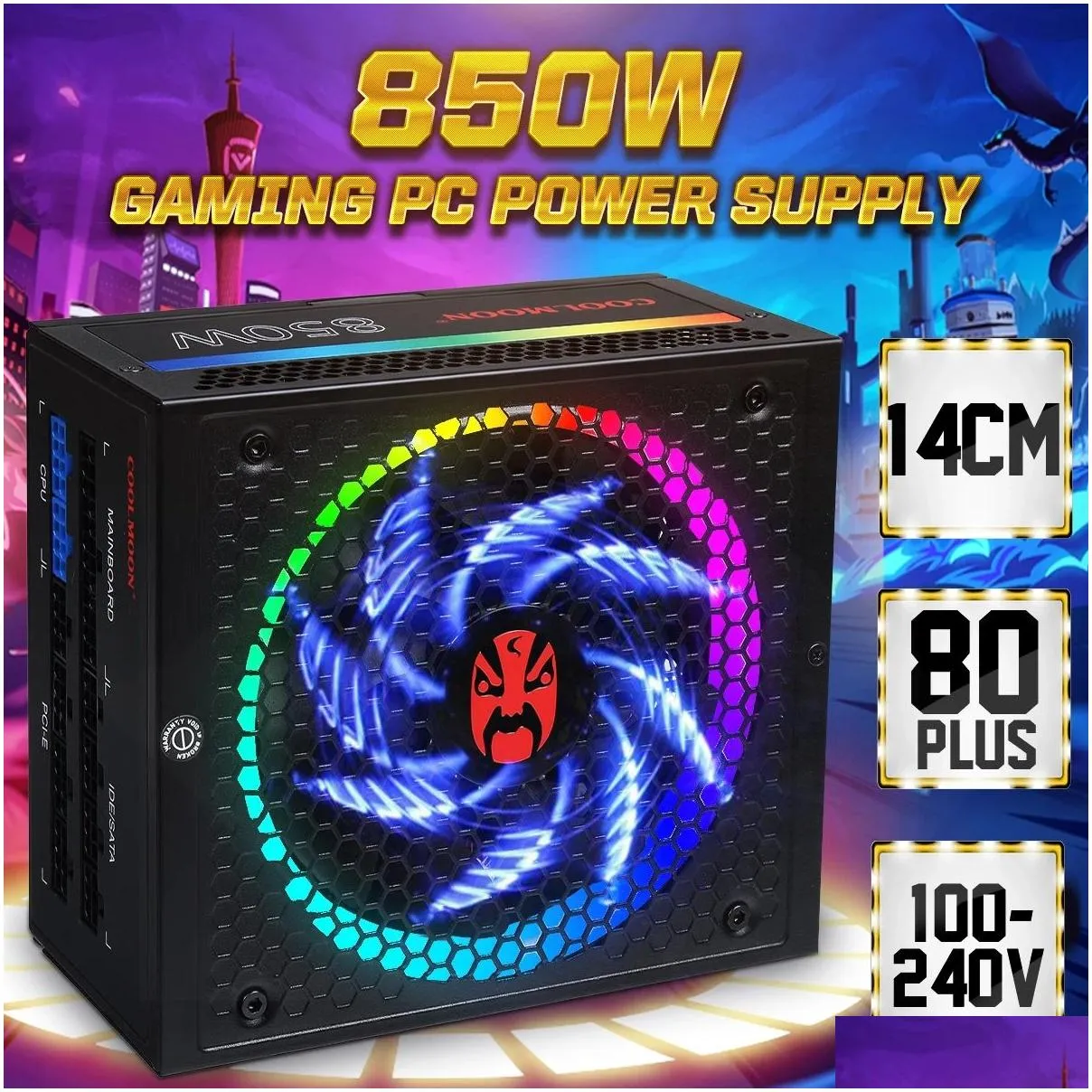 DHgate.com:EU Plug Coolmoon 850W Power Supply | 80+ Gold Certified ...
