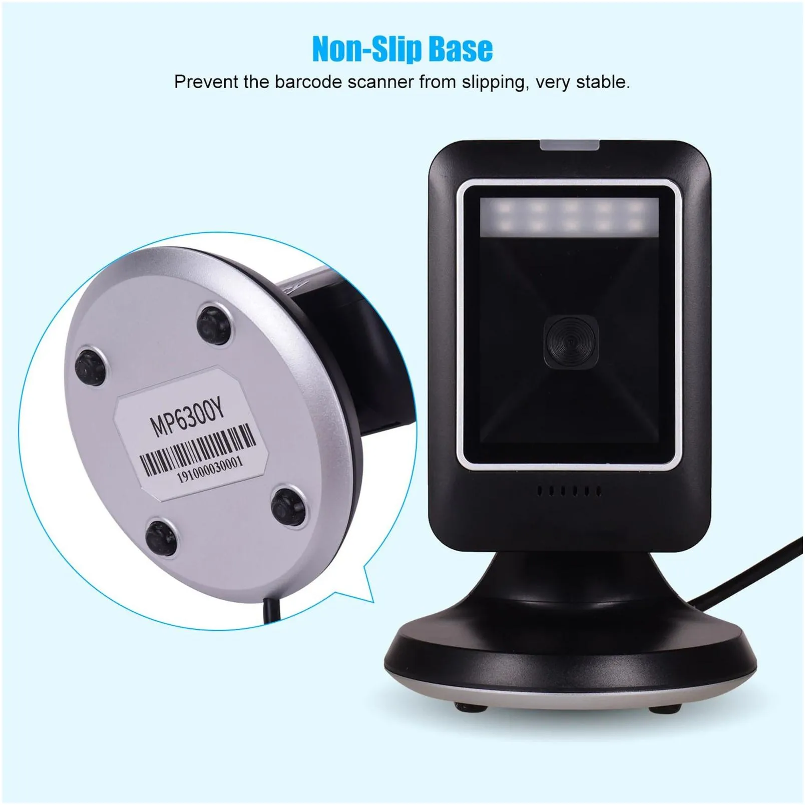 Omnidirectional Barcode Scanner, MP6300Y 1D/2D/QR USB Wired, CMOS Image ...