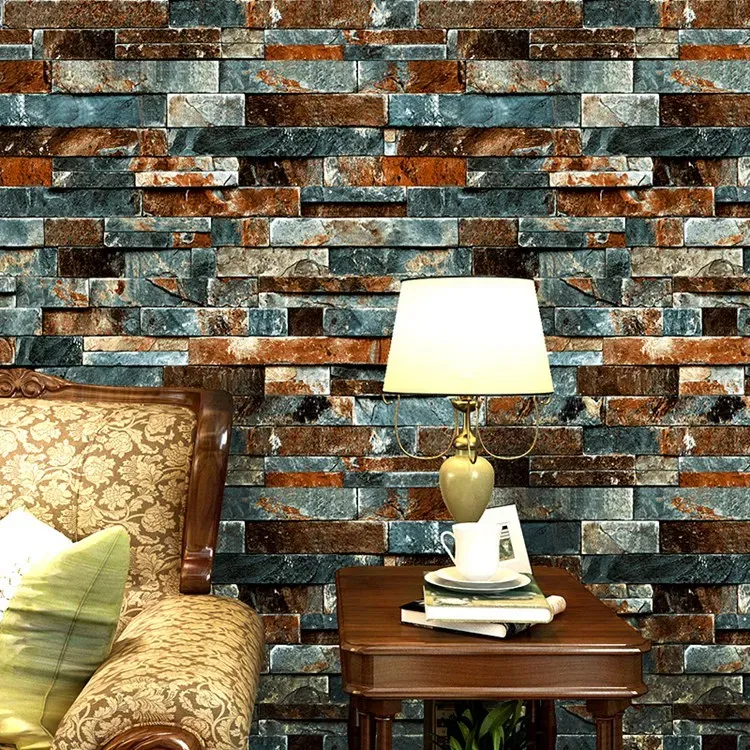 Vintage 3D Stone Brick Brick Wallpaper For Cafe, Bar, Restaurant ...