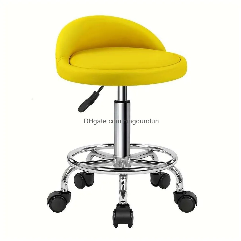 DHgate.com:Round Yellow PU Leather Rolling Stool Height Adjustable ...