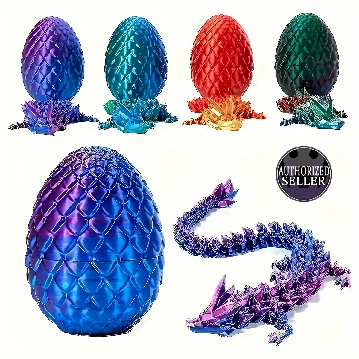 Articulated 3D Diamond Dragon & Egg Set Holographic Dragon With Gift ...
