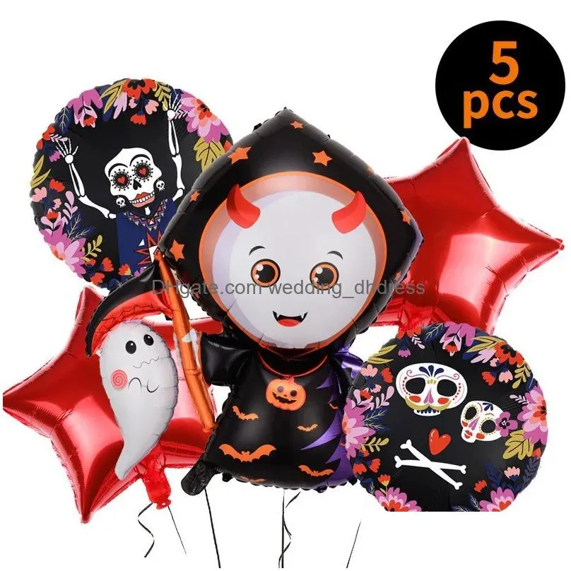 DHgate.com:Halloween 5Pcs/Set Foil Balloons Set, Pumpkin Scene Horror ...