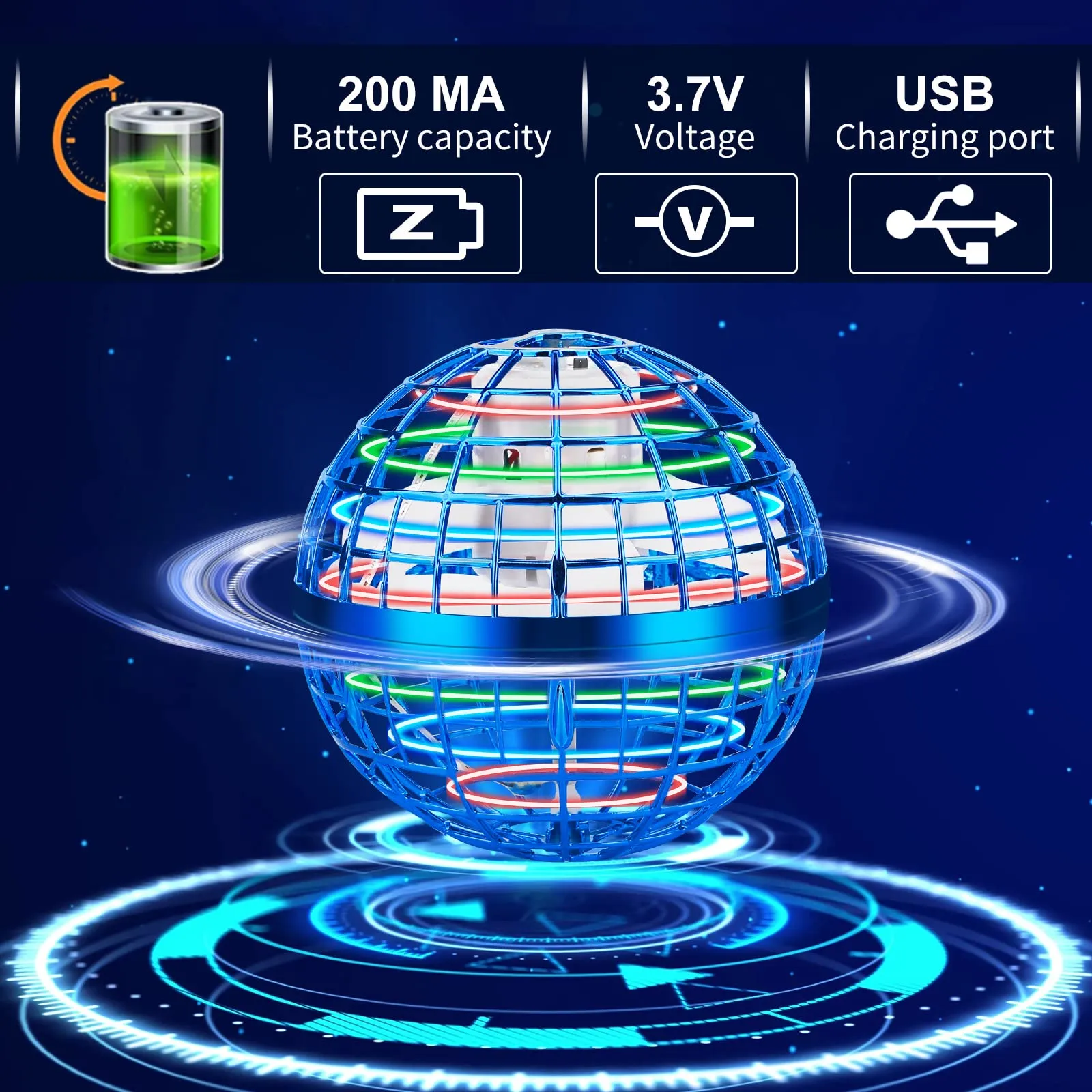 2022 Rechargeable Amerfist Hover Ball Flying Orb Ball With LED Lights ...