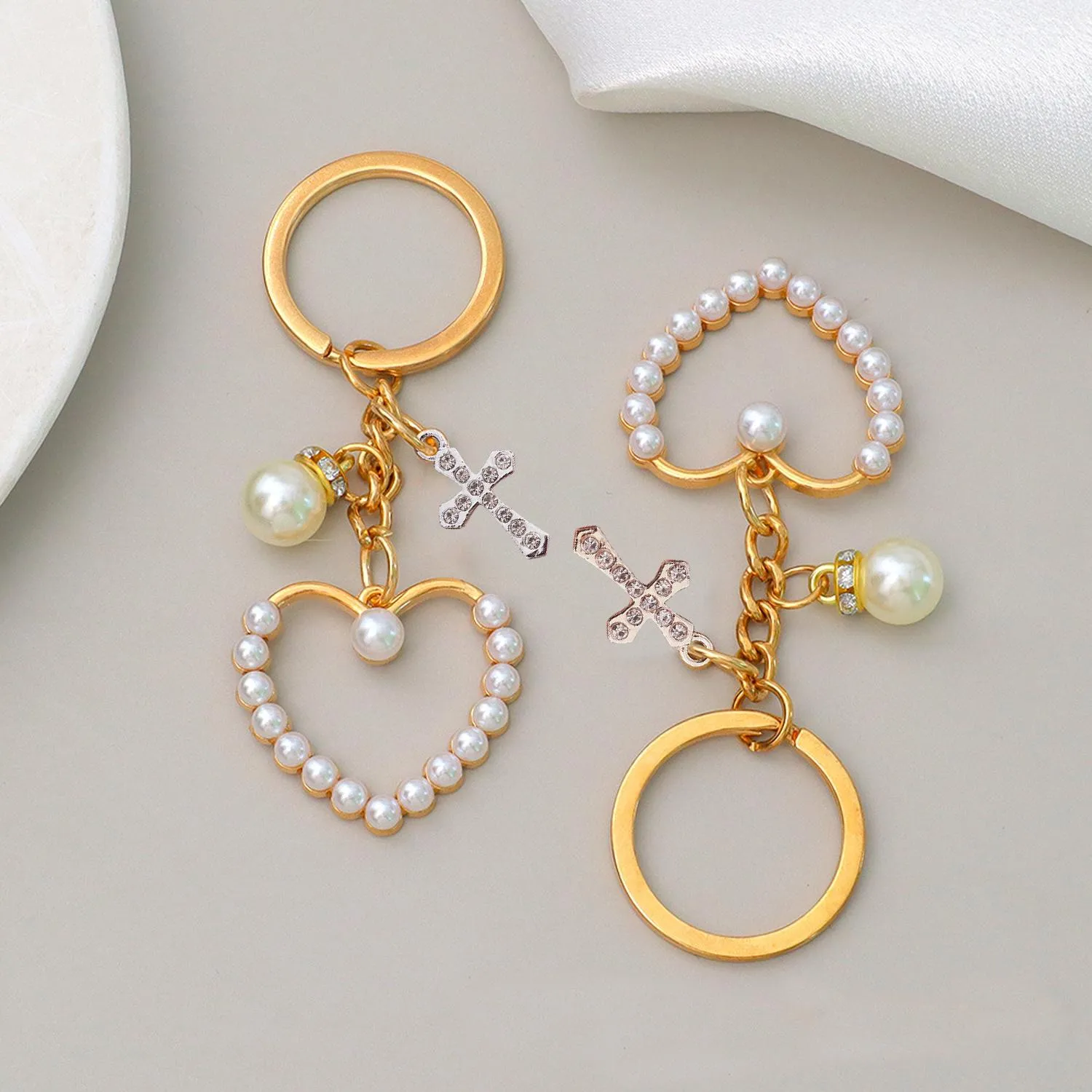 Alloy Memory Diamond Cross Pendant Necklace with Pearl Charm - Gift Bag ...