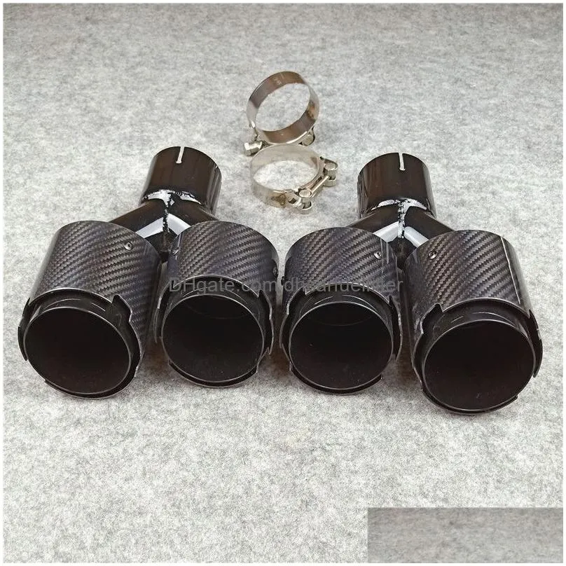 DHgate.com:Glossy Black Stainless Steel Double Tailpipes Exhaust ...