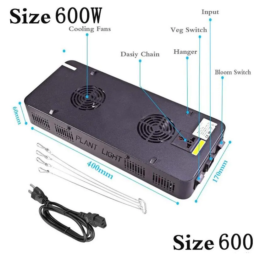 DHgate.com:Double Switch LED Grow Lights 900W 600W Full Spectrum Veg ...