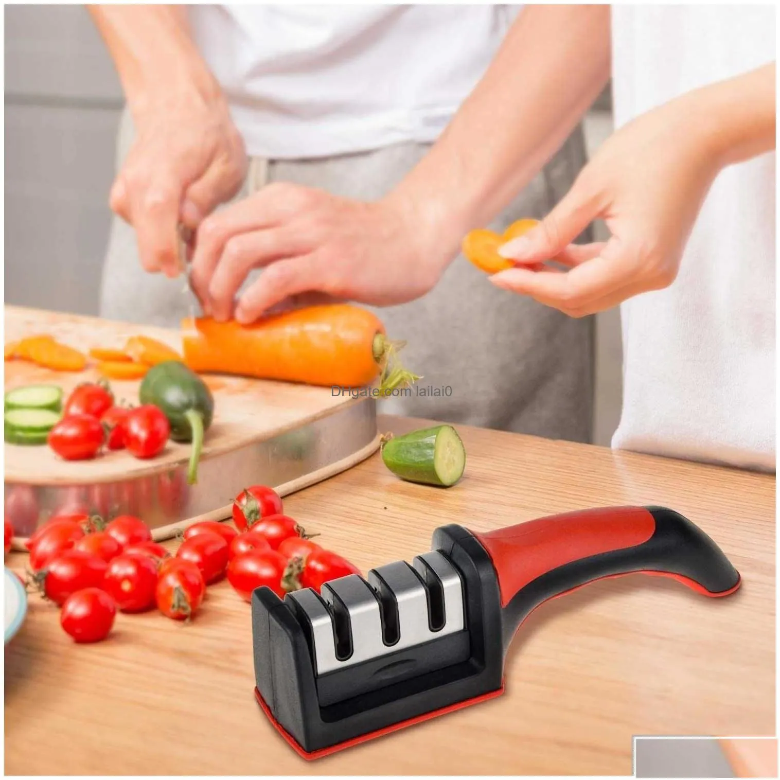 DHgate.com:3-Segment Kitchen Knife Sharpener, Black Handheld Three ...