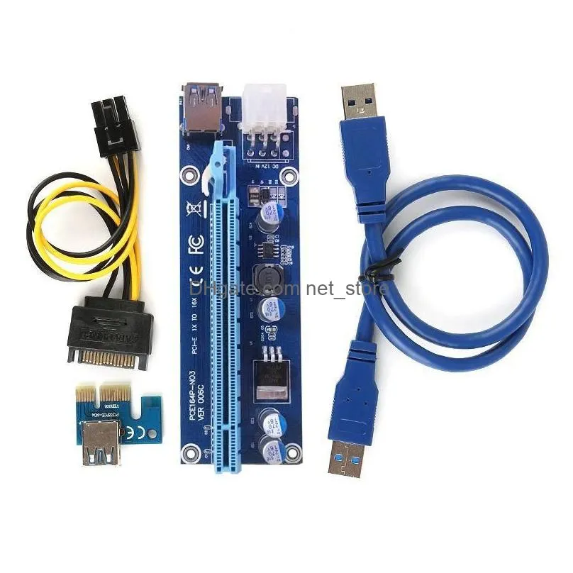 DHgate.com:Computer Interface Card PCI-E Riser Ver 006C with LED, SATA ...