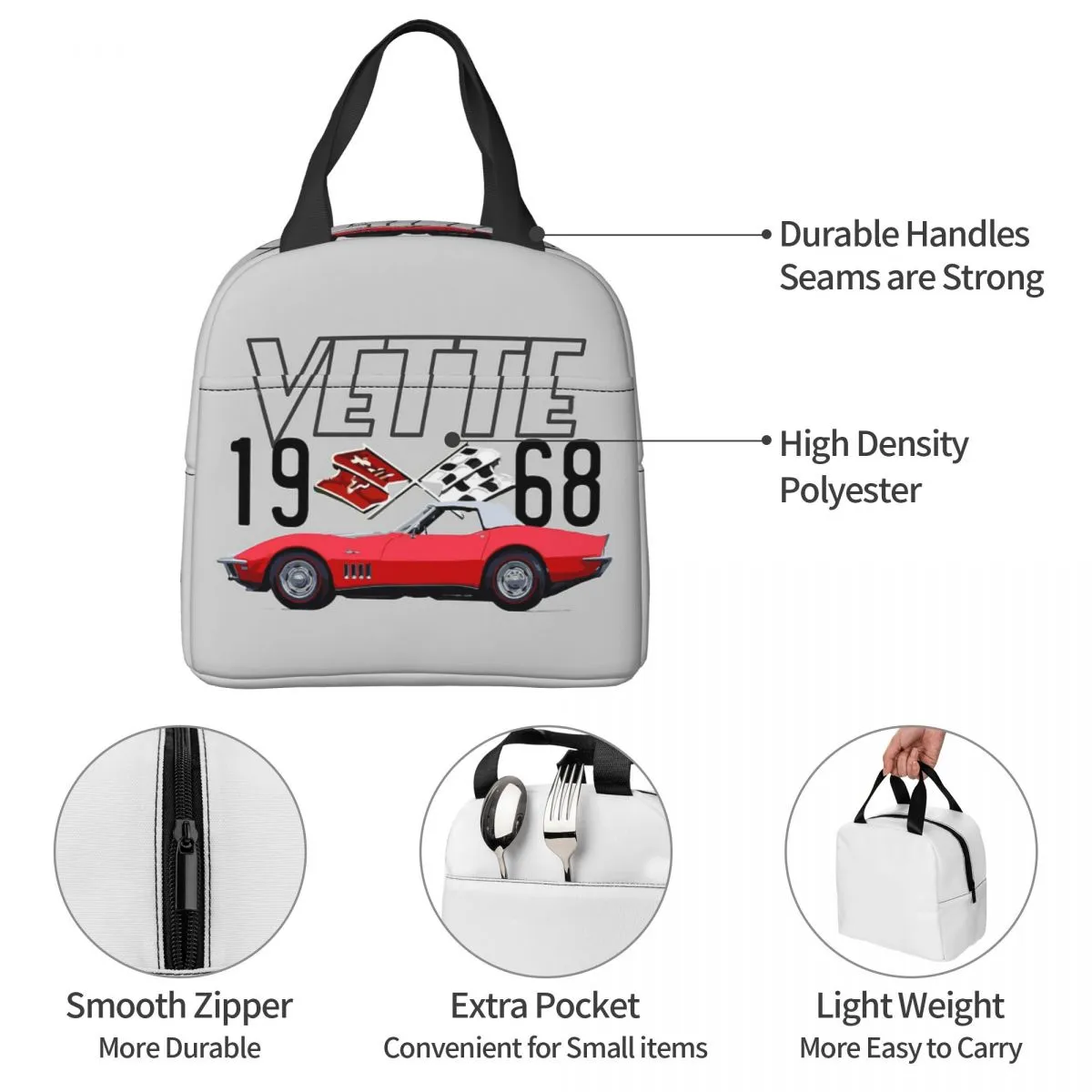 Bag With Cooler Compartment, Vintage Red Sports Car Convertible ...