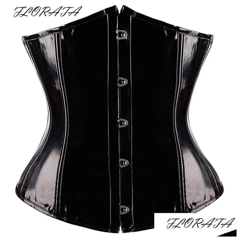 DHgate.com:Bustiers Corsets Gothic Fetish Black Underbust Corset Pvc ...