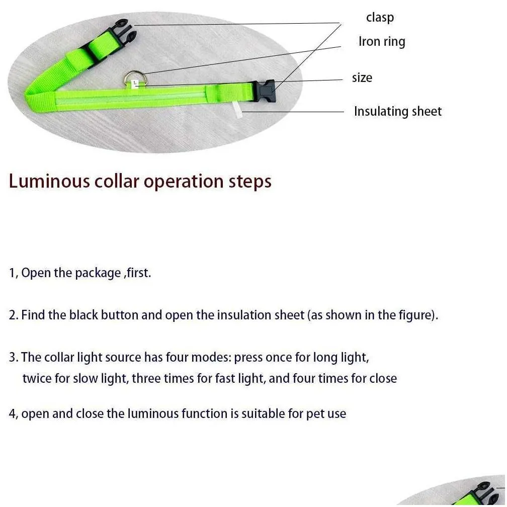 DHgate.com:LED Luminous Dog Collar with Nylon Belt - Safety Flashing ...