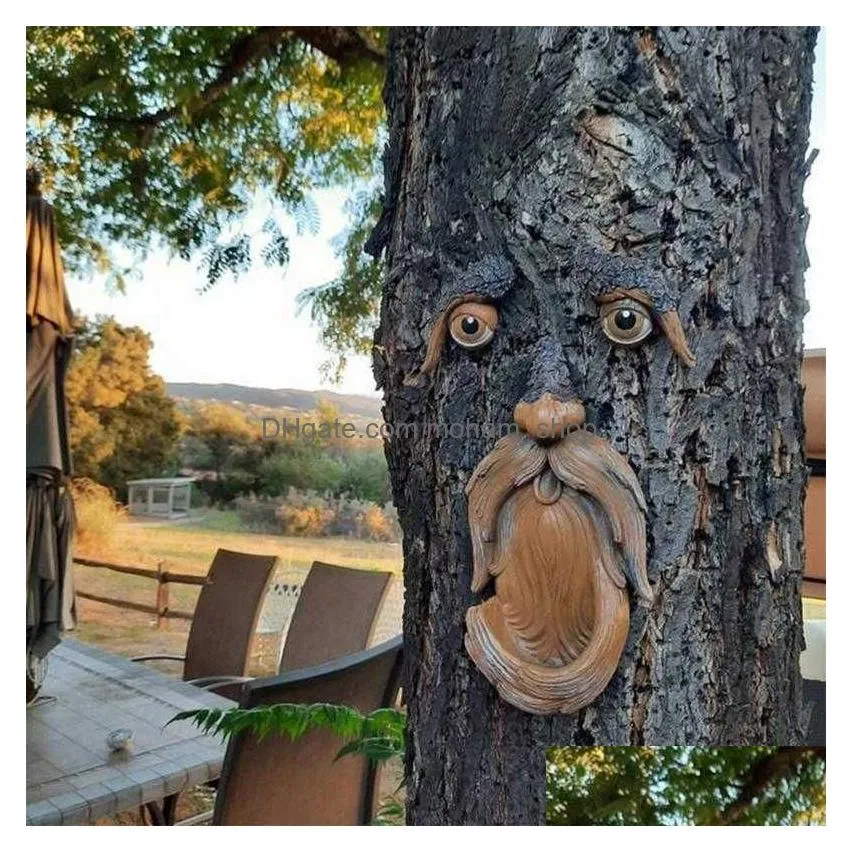 Outdoor Man Tree Face Bird Feeder Hugger Rustic Wall Decor Wild ...