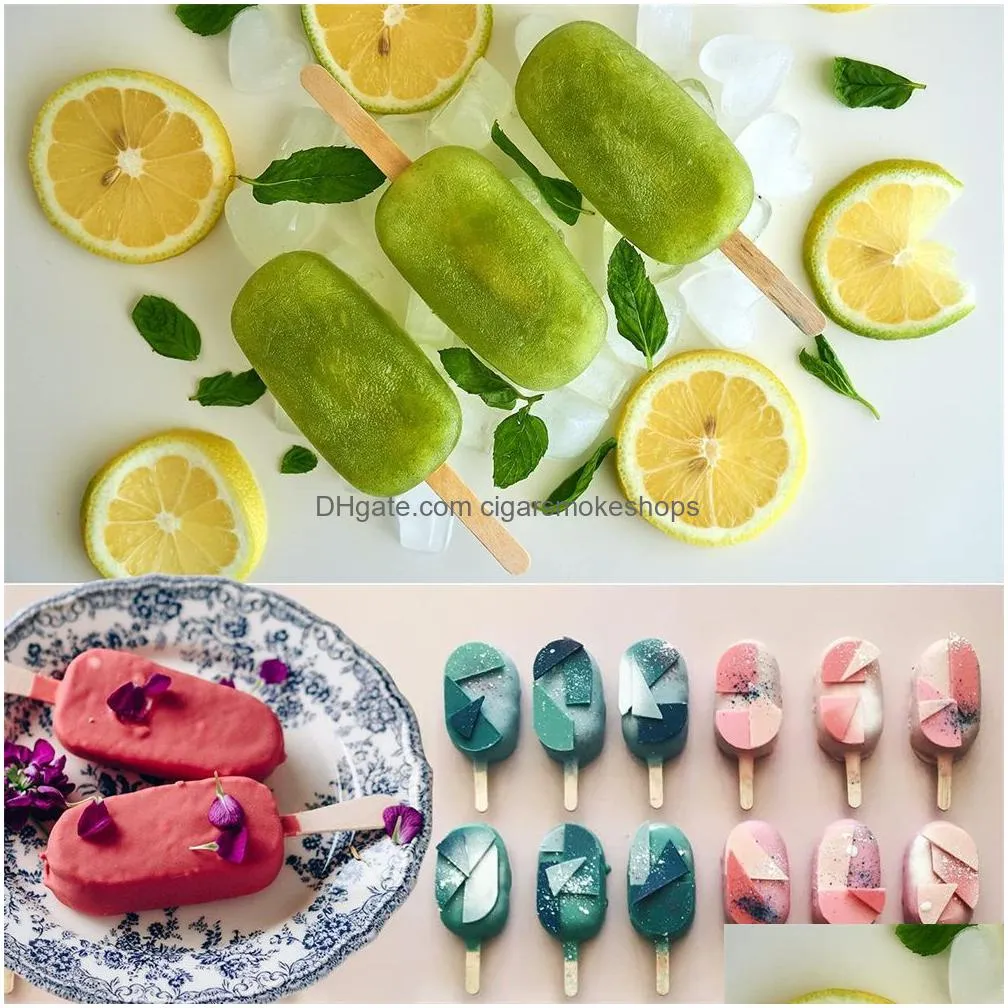 DHgate.com:2-Piece Oval Ice Cream Mold Set with 50 Wooden Popsicle ...