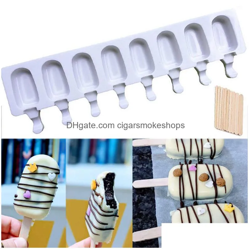 DHgate.com:2-Piece Oval Ice Cream Mold Set with 50 Wooden Popsicle ...