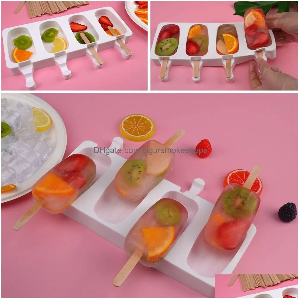 DHgate.com:2-Piece Oval Ice Cream Mold Set with 50 Wooden Popsicle ...