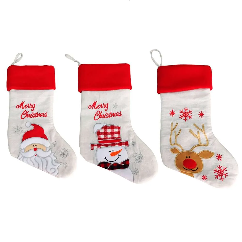DHgate.com:Christmas Linen Embroidered Santa Claus Socks Gift Bag, 43cm ...