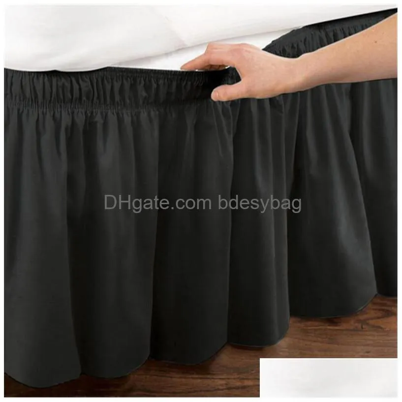 DHgate.com:Bed Skirt Home El Elastic Without Surface Solid Apron Decor ...