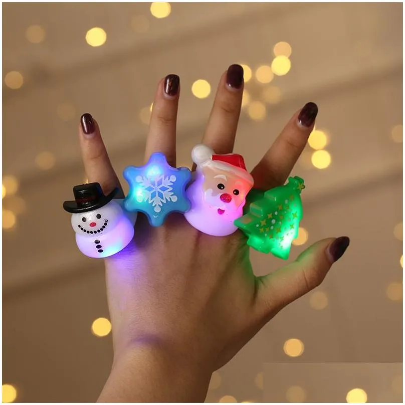 Christmas Light Up Finger Rings - LED Flashing Holiday Party Favors ...