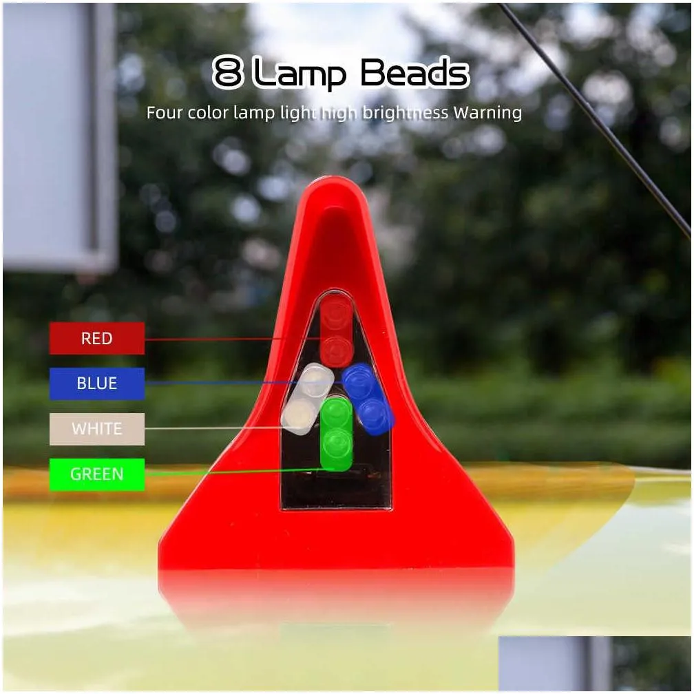 Shark Fin Shaped Solar Powered LED Safety Warning Strobe Roof Light ...