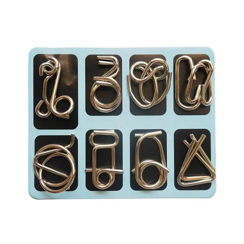 DHgate.com:8Pcs Metal Wire Puzzle IQ Mind Brain Teaser Puzzles Game for ...