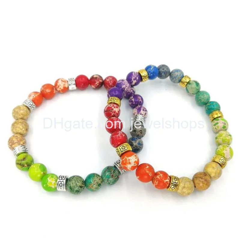 Imperial Jasper Gem Bracelet With Seven Chakra Healing Bead Bracelets ...