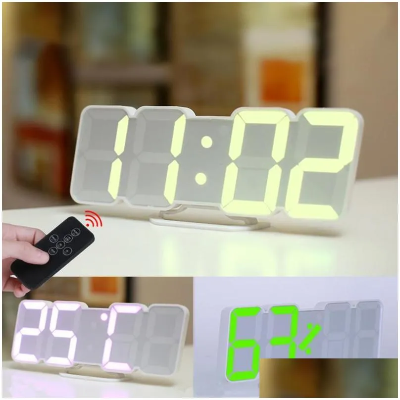 3D Remote Control Digital Led Digital Table Clock With 115 RGB Colors ...