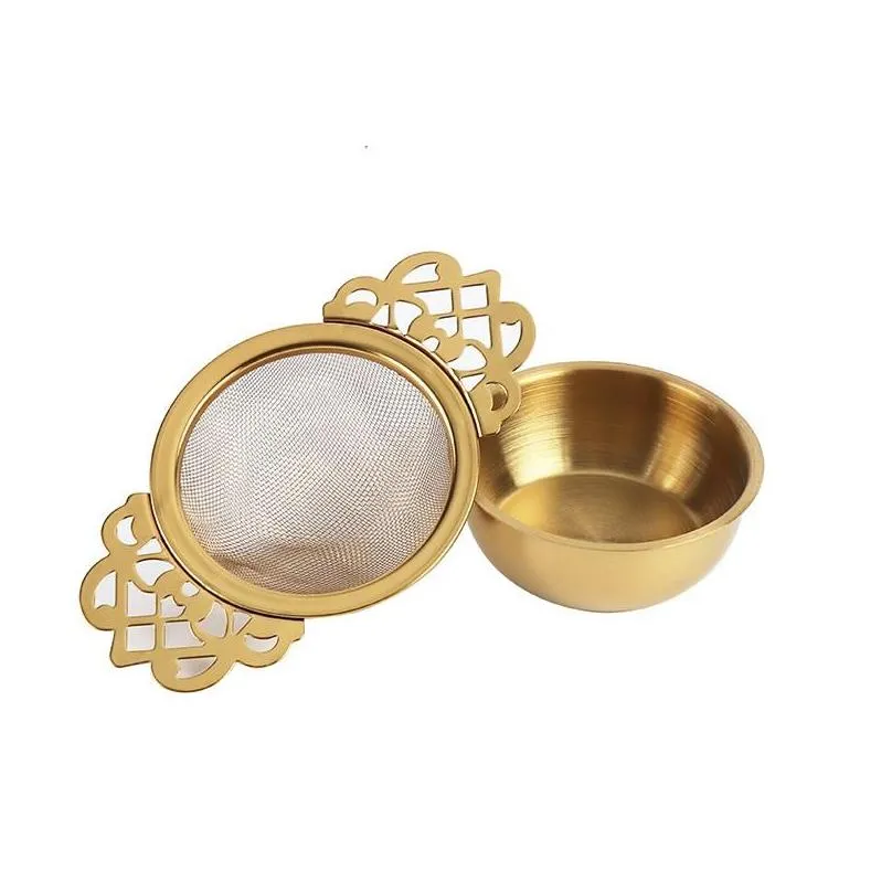 Tea Strainers Empress With Drip Bowls Mesh Infuser Stainless Steel Loose Leaf Filter Elegant ...