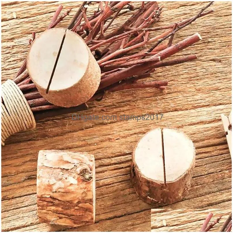 Natural Tree Wood Pile Name Place Cork Card Holder Table With Stump ...
