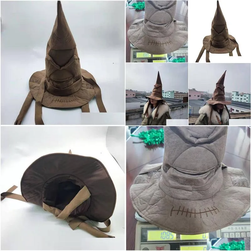 DHgate.com:Angled Witch Hat, Leather Wizard Hat for Halloween Costume ...