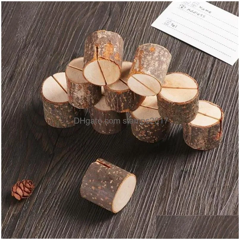 Natural Tree Wood Pile Name Place Cork Card Holder Table With Stump ...