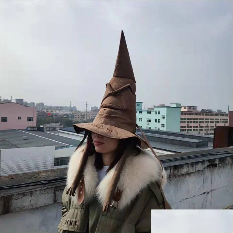 DHgate.com:Angled Witch Hat, Leather Wizard Hat for Halloween Costume ...