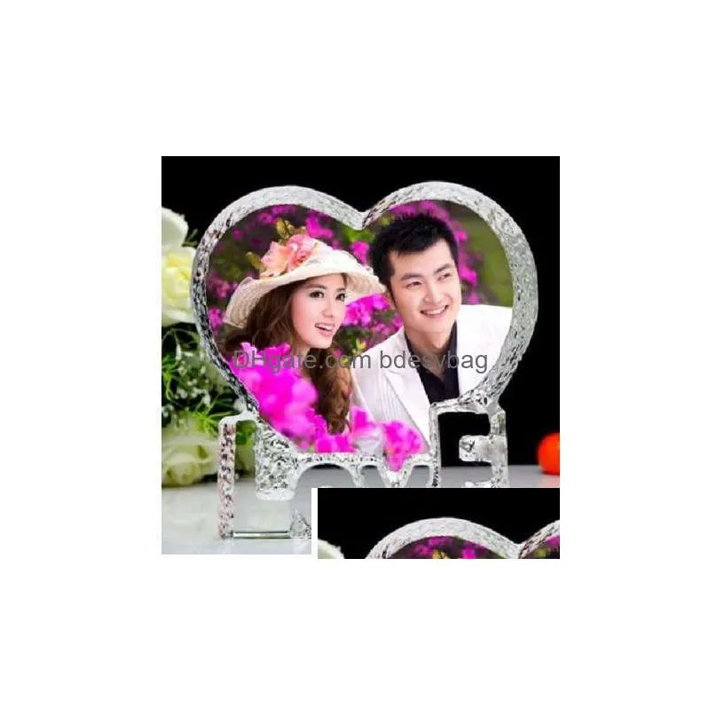 DHgate.com:Custom Heart Crystal Picture Frame, 10x10cm, Glass Album for ...