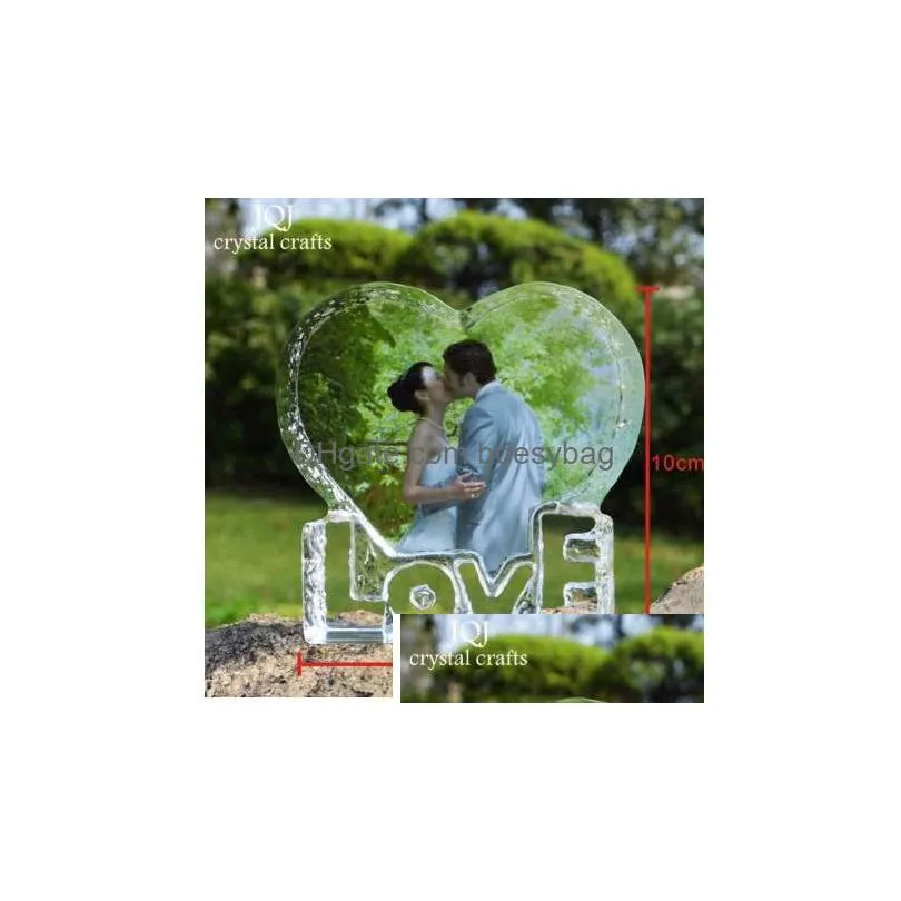 DHgate.com:Custom Heart Crystal Picture Frame, 10x10cm, Glass Album for ...