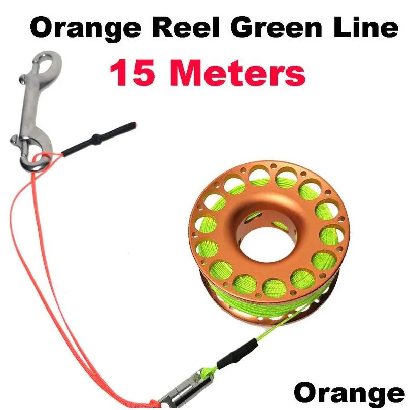DHgate.com:15M 20M 30M Aluminum Alloy Spool Finger Reel with Stainless Steel Hook for Scuba ...
