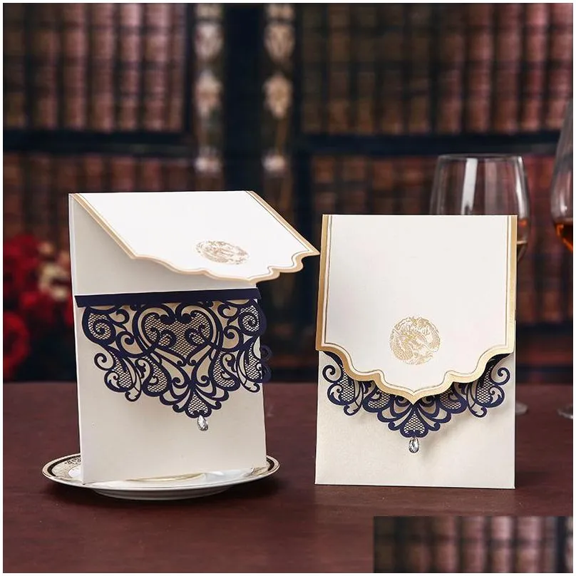 DHgate.com:Custom European Style Red Blue Beige Invitations Cards for ...