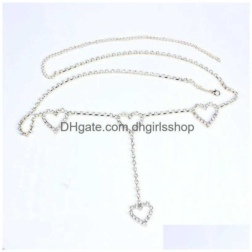 Rhinestone Heart Belly Chain - Summer Beach Body Jewelry, Crystal Waist ...