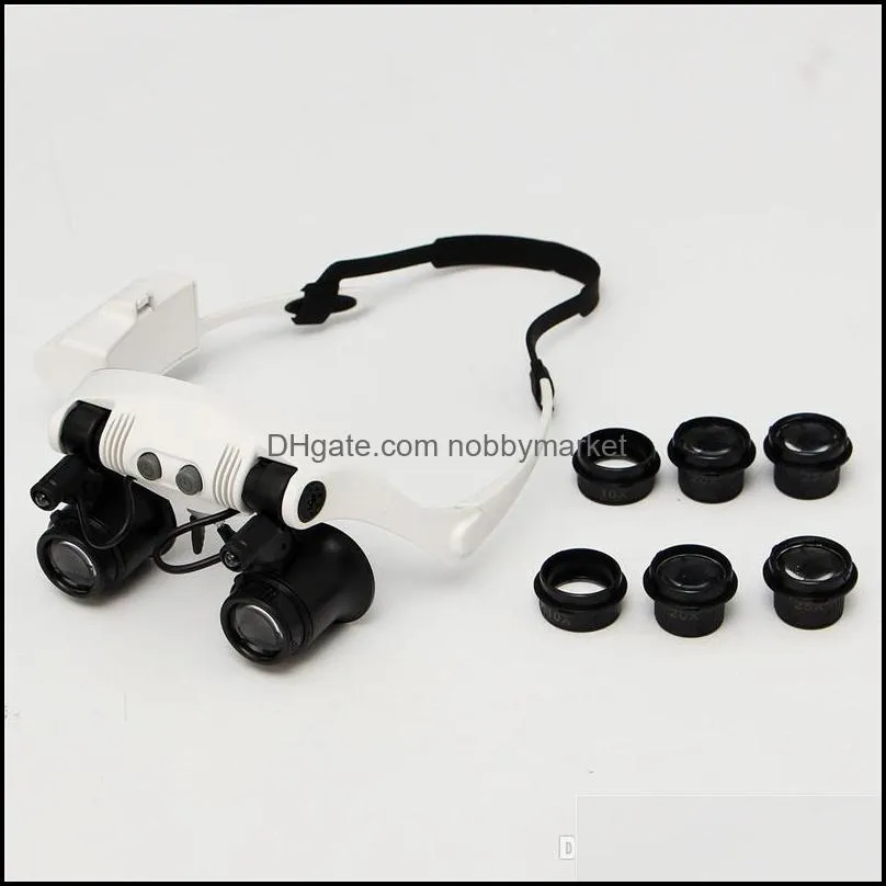 DHgate.com:8-Lens Magnifier Spectacles with LED Lamp, 10X, 15X, 20X ...