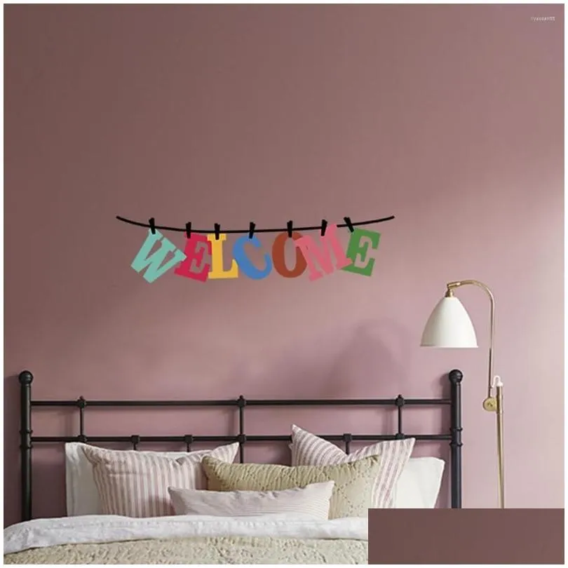 Alphabet Pattern Welcome Window Sticker Colorful Removable Decal For ...
